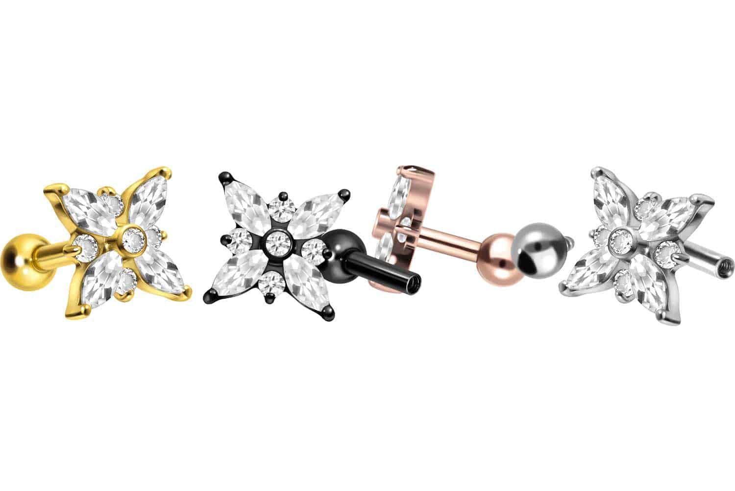 Titanium ear piercing with internal thread CRYSTAL STAR | PIERCINGLINE